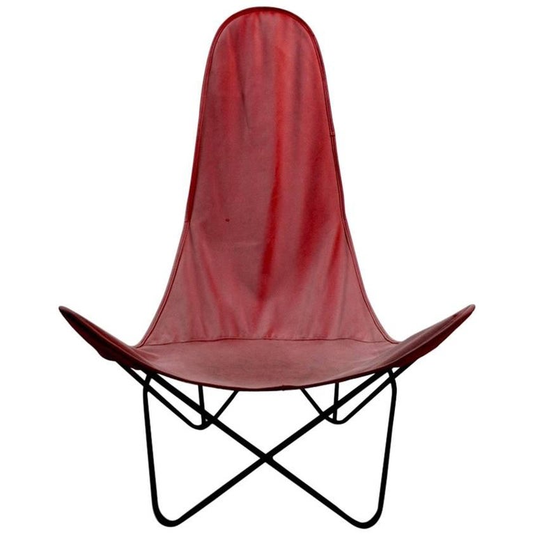Unusual High Back Hardoy Style Butterfly Chair at 1stdibs
