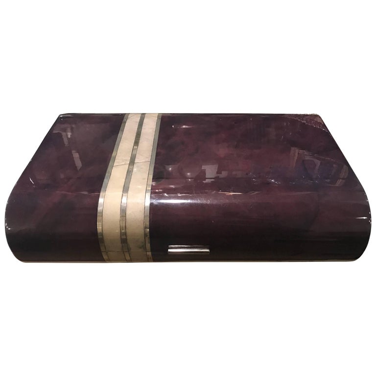 Huge Enrique Garcel Amethyst Goatskin and Silver Inlaid Bone Table Box ...