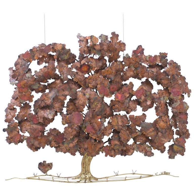 Brass and Copper Tree Wall Sculpture by C. Hess at 1stDibs