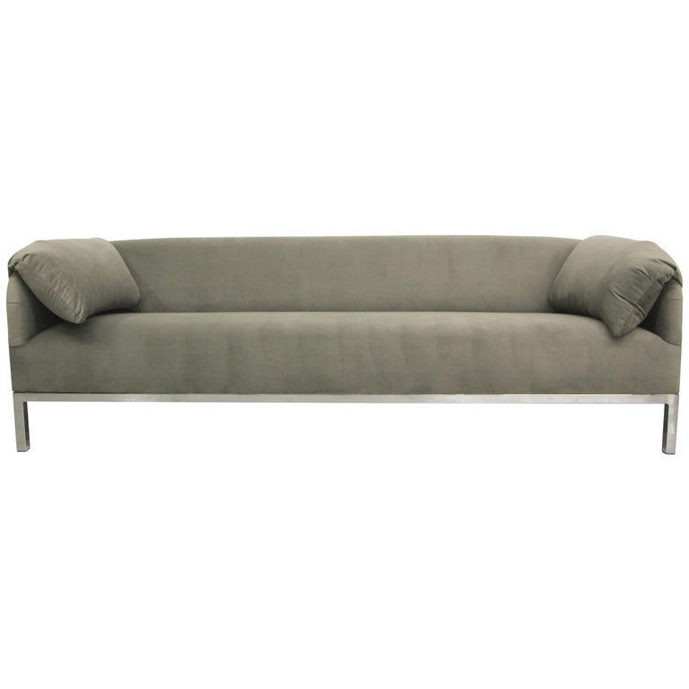 Mid-Century Sofa with Chrome Base For Sale at 1stDibs