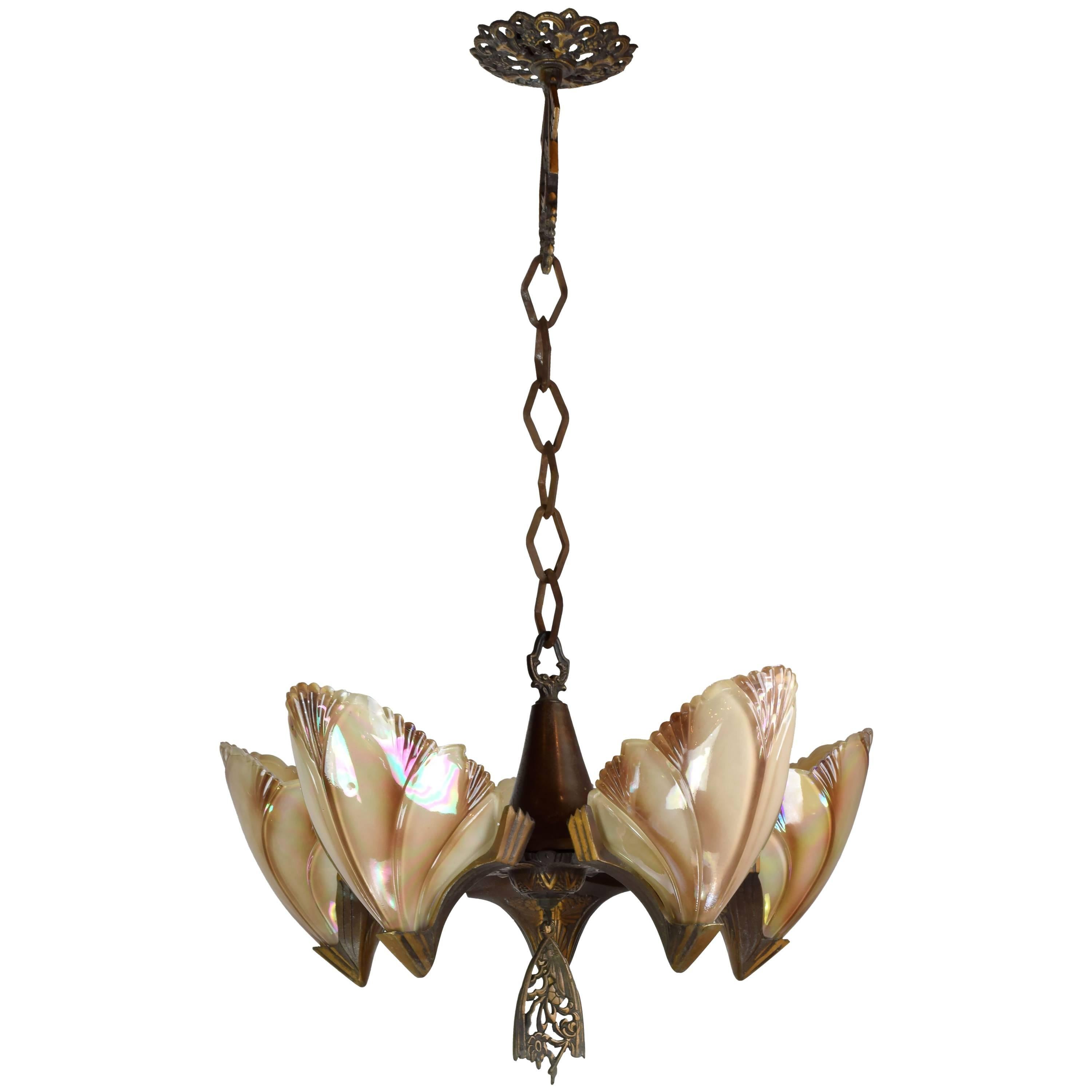 Art Deco Slip Shade Batwing Chandelier at 1stDibs | bat wing lamp, slip ...