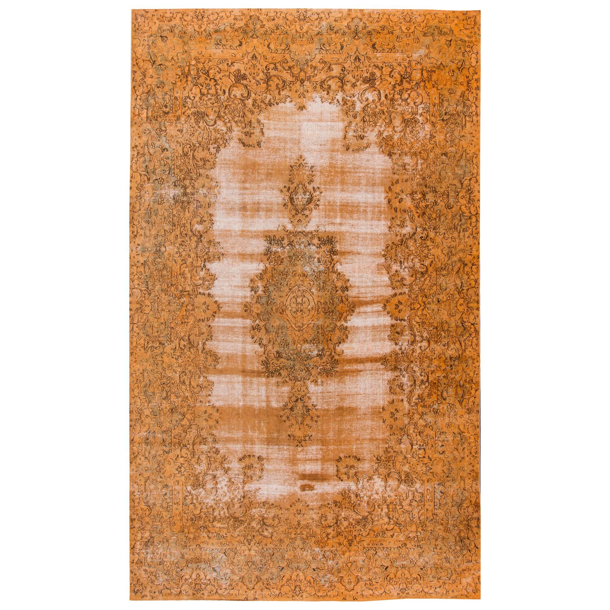 Vintage Distressed Blue and Rose Overdyed Wool Rug at 1stDibs