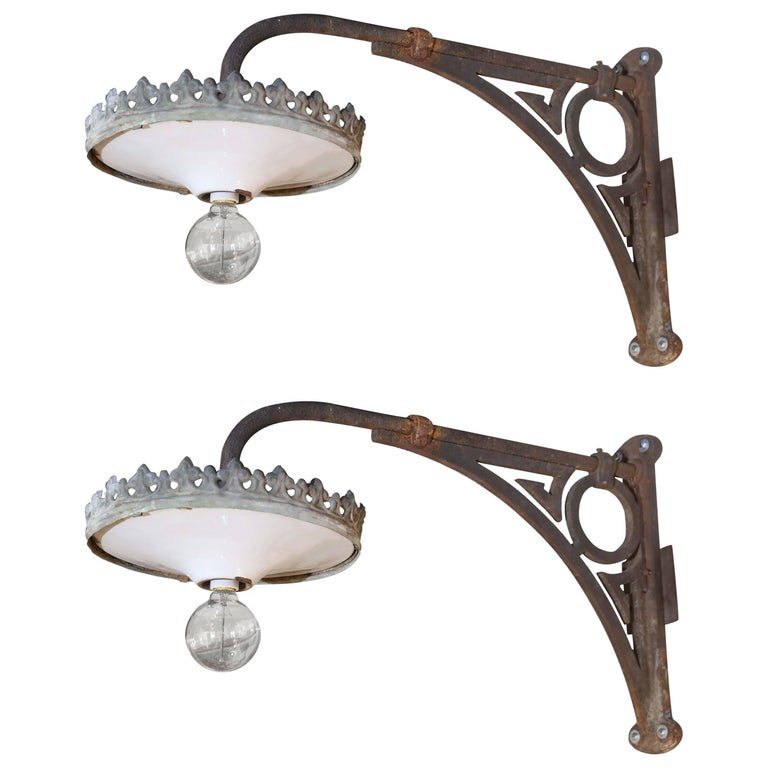 Pair of Antique French Cast Iron Street Lights at 1stDibs