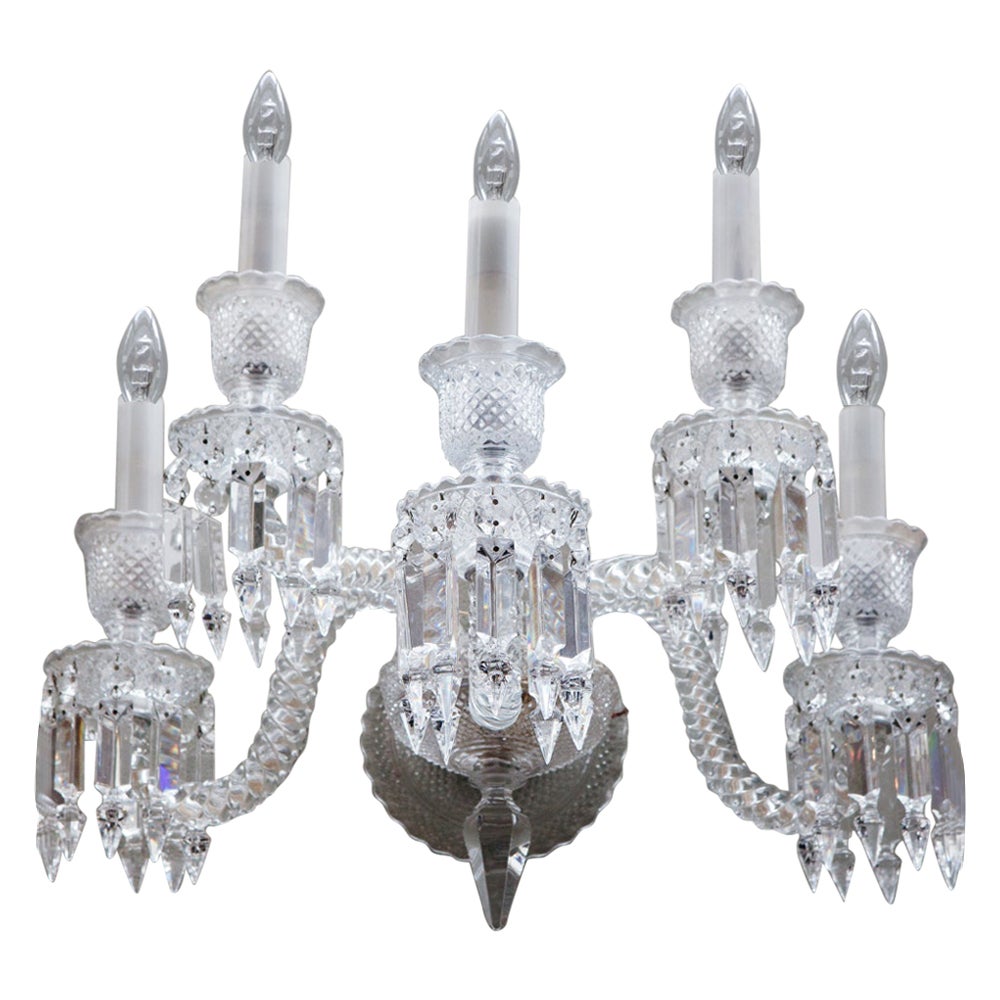 Pair of Superb French Baccarat Crystal Five-Light Sconces For Sale at ...