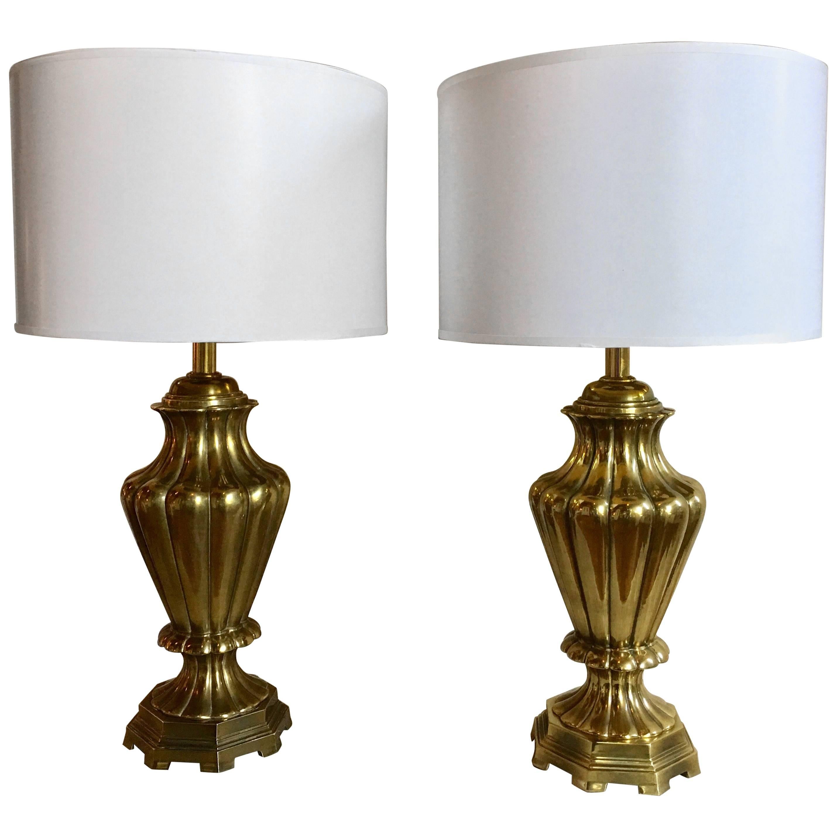 Fluted Brass Table Lamps For Sale at 1stDibs