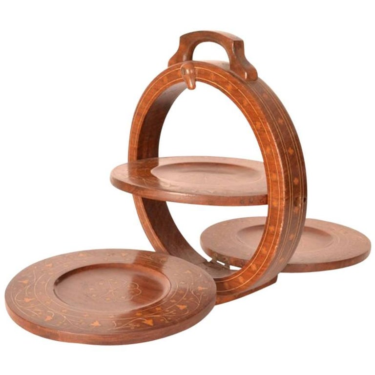Early 20th Century Mahogany Folding Cake Stand at 1stDibs