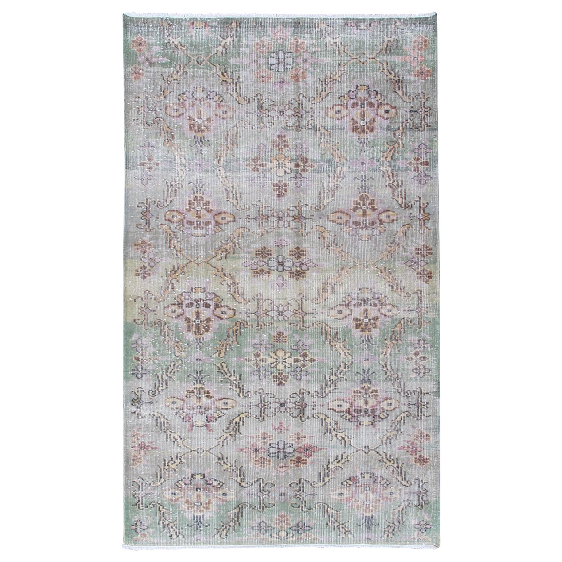 Distressed Turkish Art Deco Rug, Kelly Green Field For Sale at 1stDibs ...