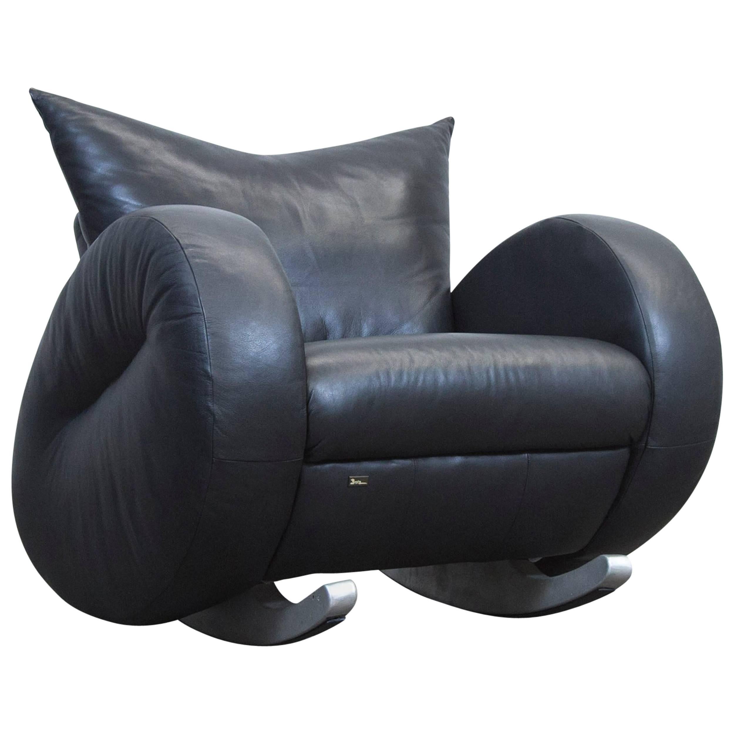 Bretz Designer Armchair Black Leather One Seat Couch Rocking Chair ...