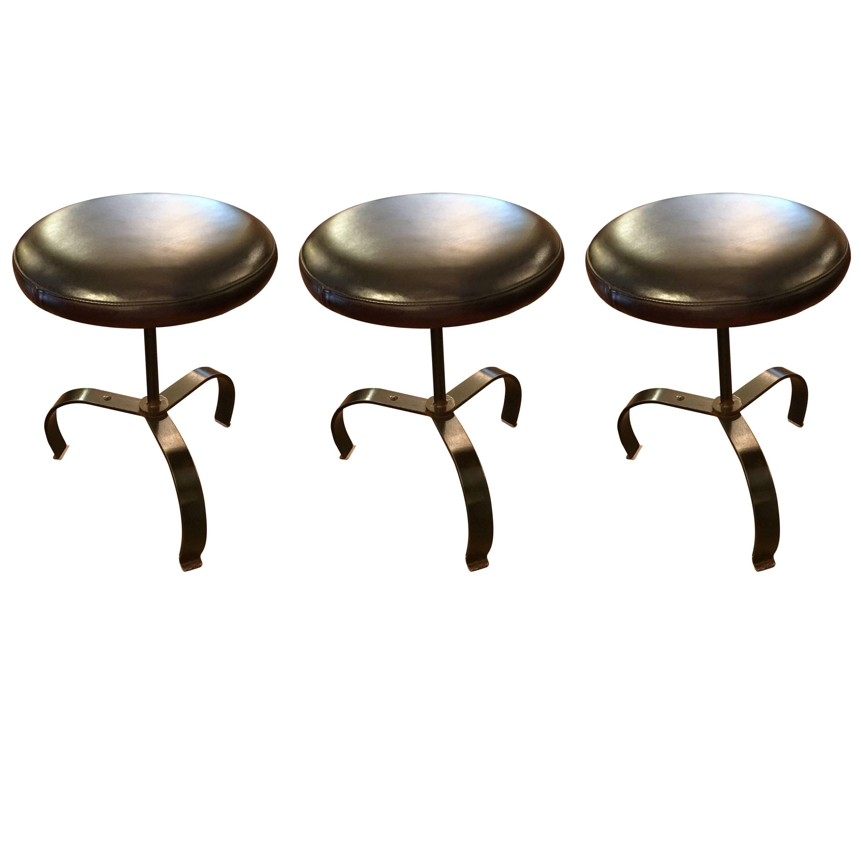 Vintage Hamilton Wood and Iron Industrial Rolling Swivel Stool at ...