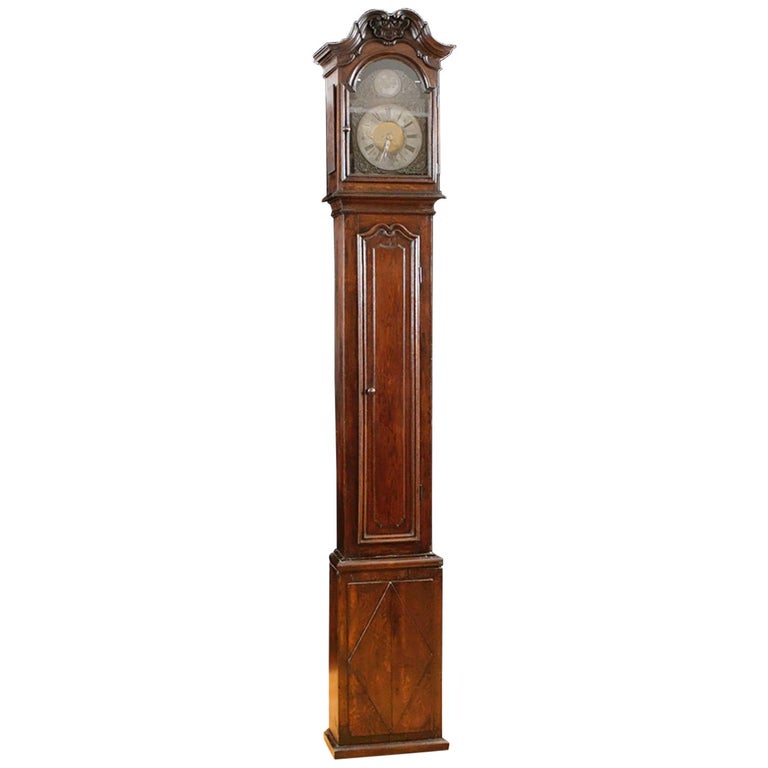Early 17th Century Flemish Tall-Case Clock with Oak Case and Pewter ...