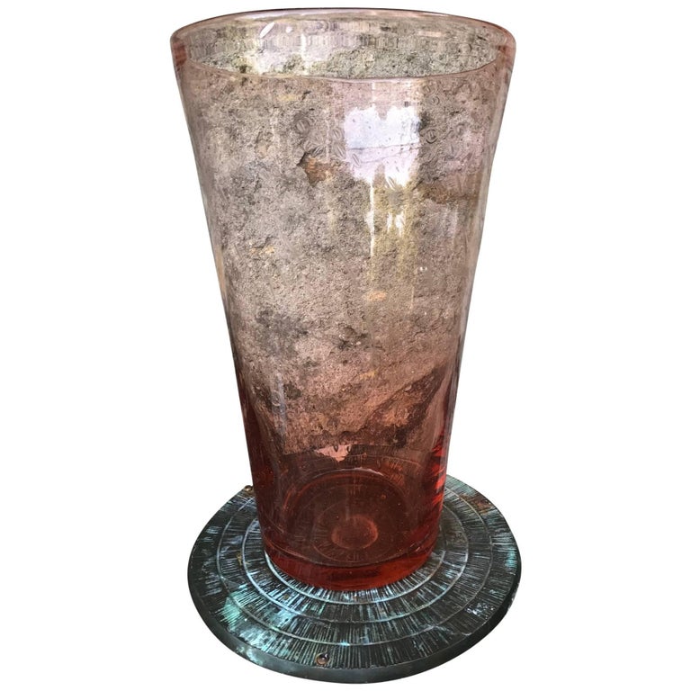 1960s French Large Pink Bubble Biot Style Vase For Sale at 1stDibs