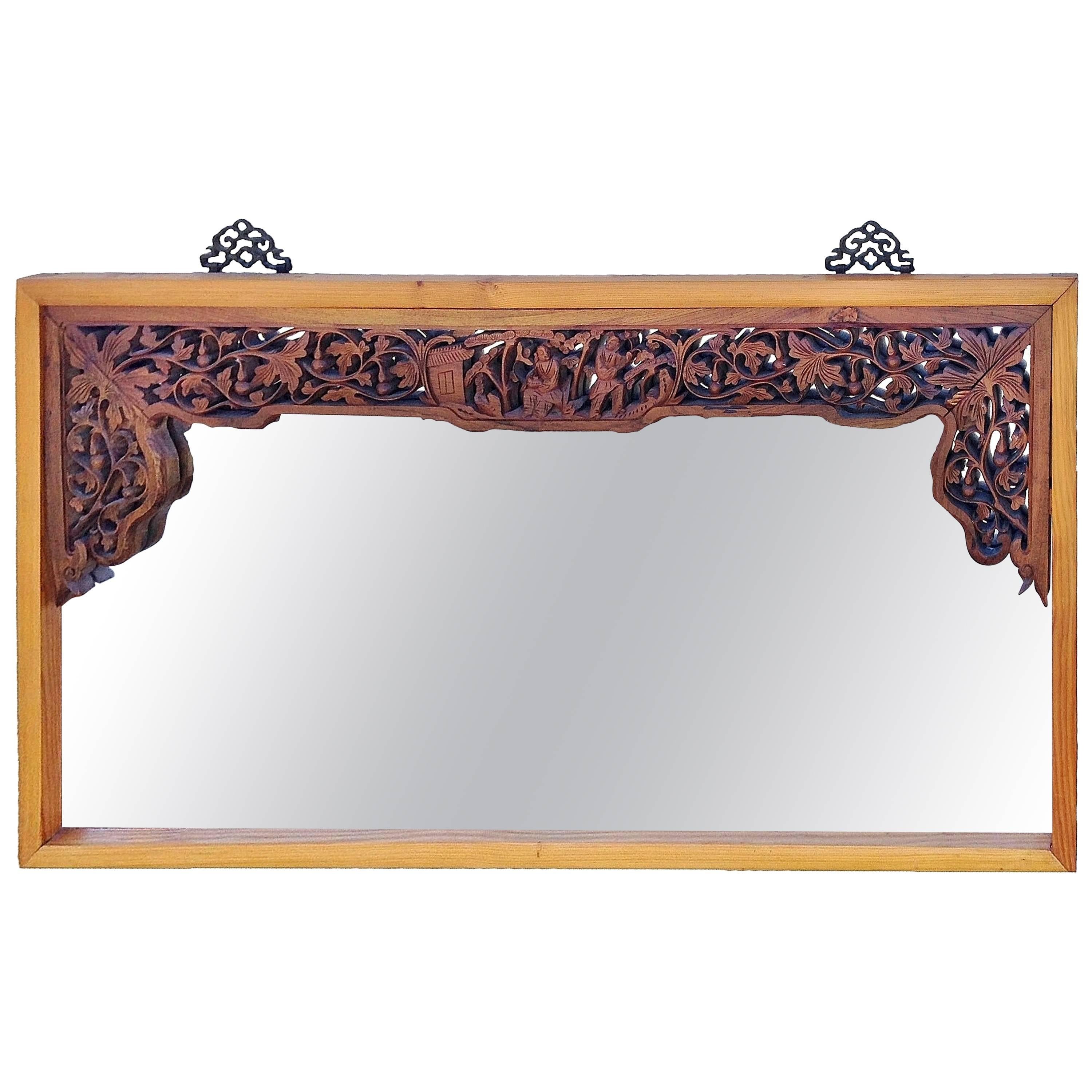 Large Asian Mirror with Antique Carvings at 1stDibs | antique asian ...