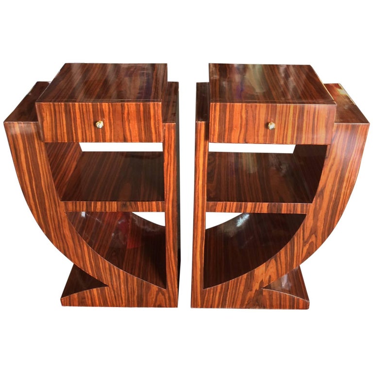 Pair of Art Deco Style High Geometric Bedside Tables or Sofa Tables at ...