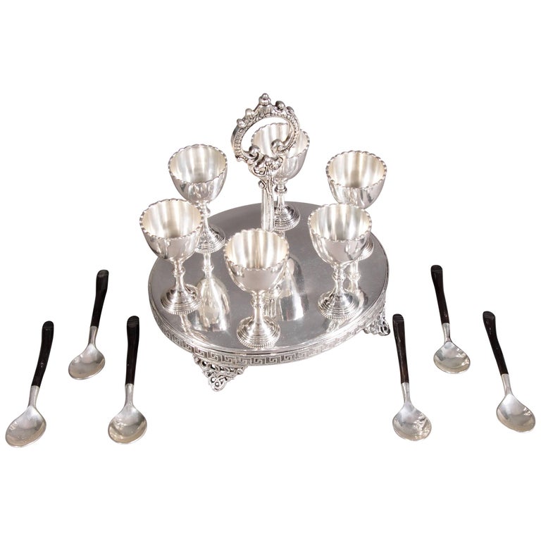 Royal Egg Cup Ensemble Antique Silvered For Sale at 1stDibs