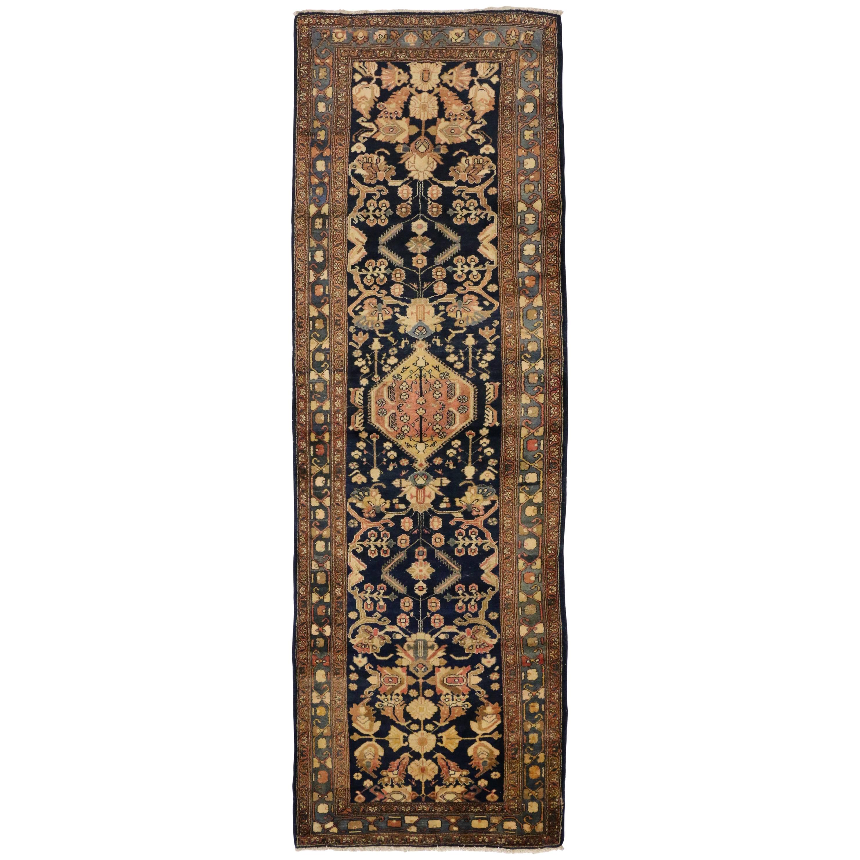 Antique Persian Hamadan Chenar Runner with Tribal Art Deco Style at 1stDibs