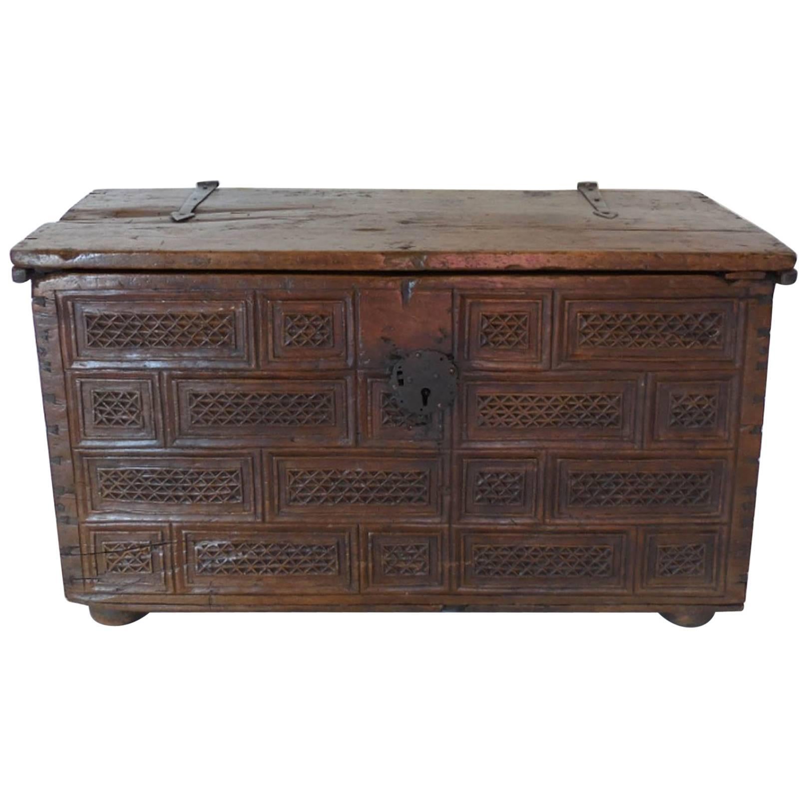 Spanish Colonial Carved Trunk or Coffer at 1stDibs