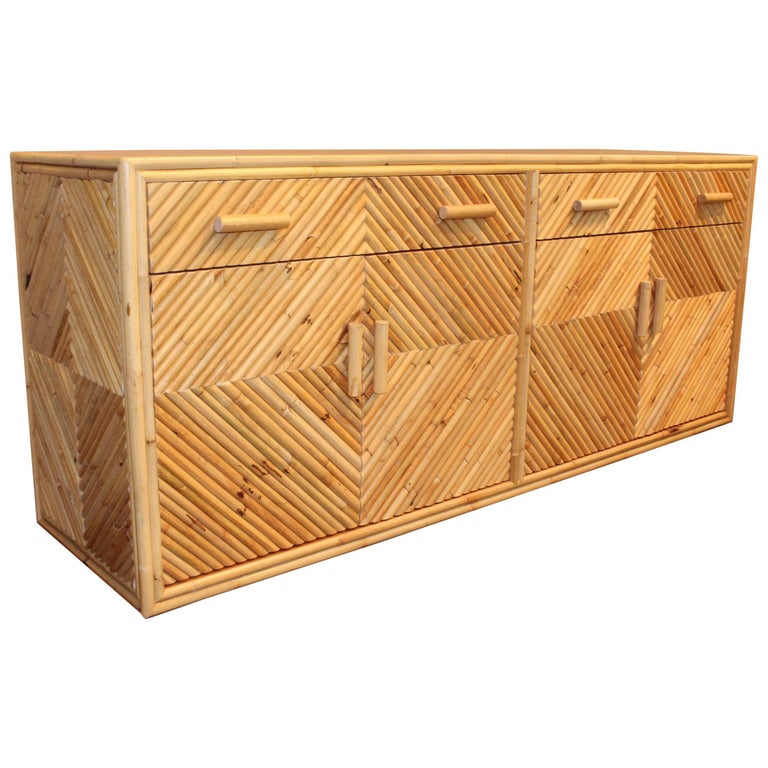 Split Bamboo Sideboard Cabinet, 20th Century For Sale at 1stDibs