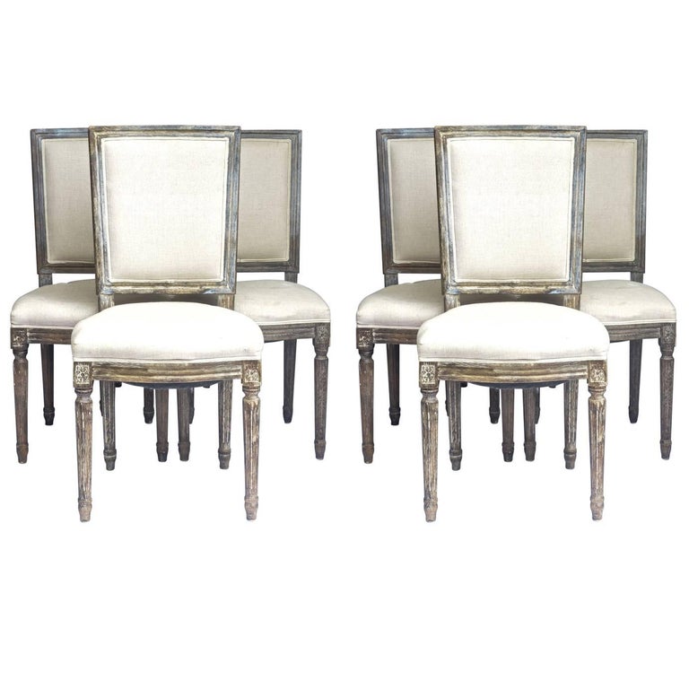 Gustavian Square Back Dining Chairs Set of Six Webbed Seats Mid-20th ...