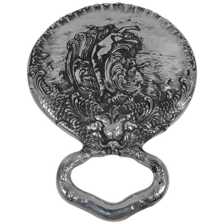 Unger Bros Art Nouveau Sterling Silver Venus Hand Mirror For Sale at ...
