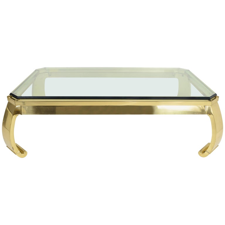 Karl Springer Style Brass Coffee Table at 1stDibs