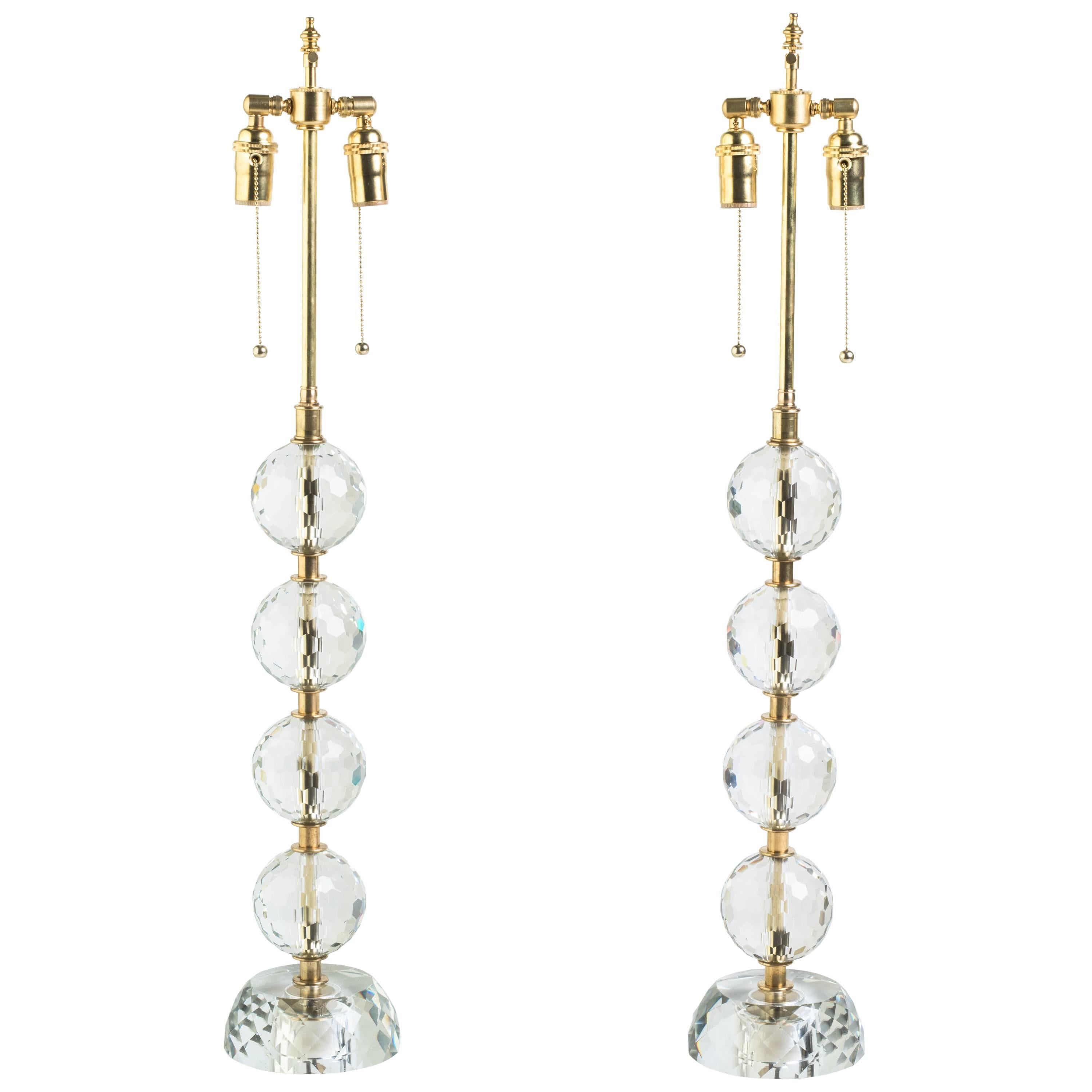 Elegant Faceted Crystal Globe Lamp For Sale at 1stDibs