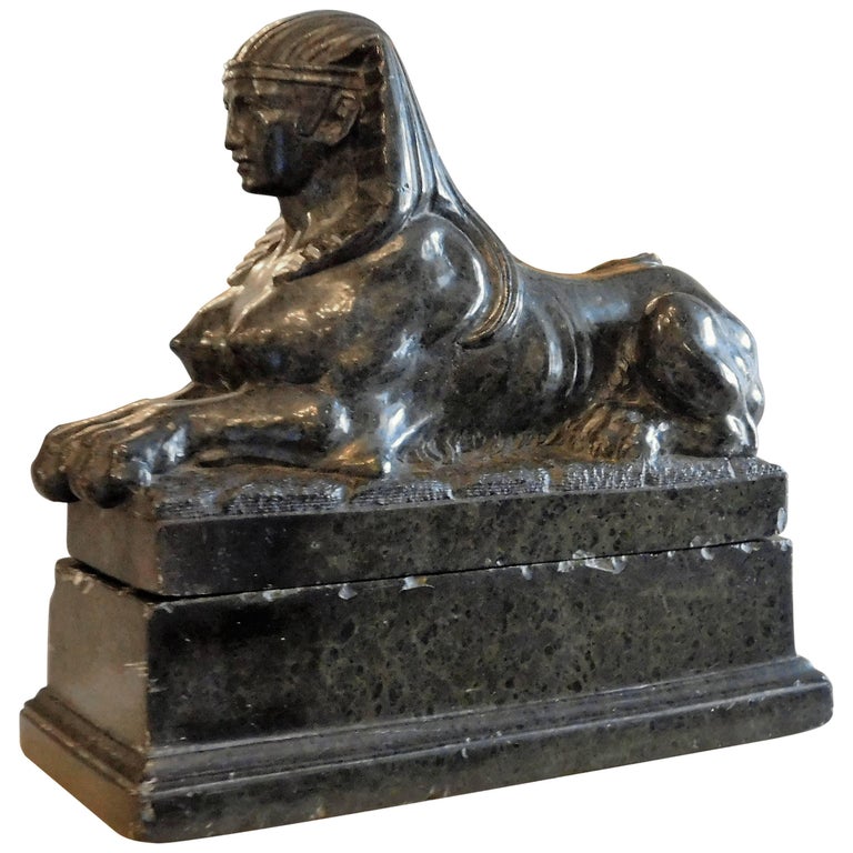 Grand Tour Marble Female Sphinx with Egyptian Headdress at 1stDibs