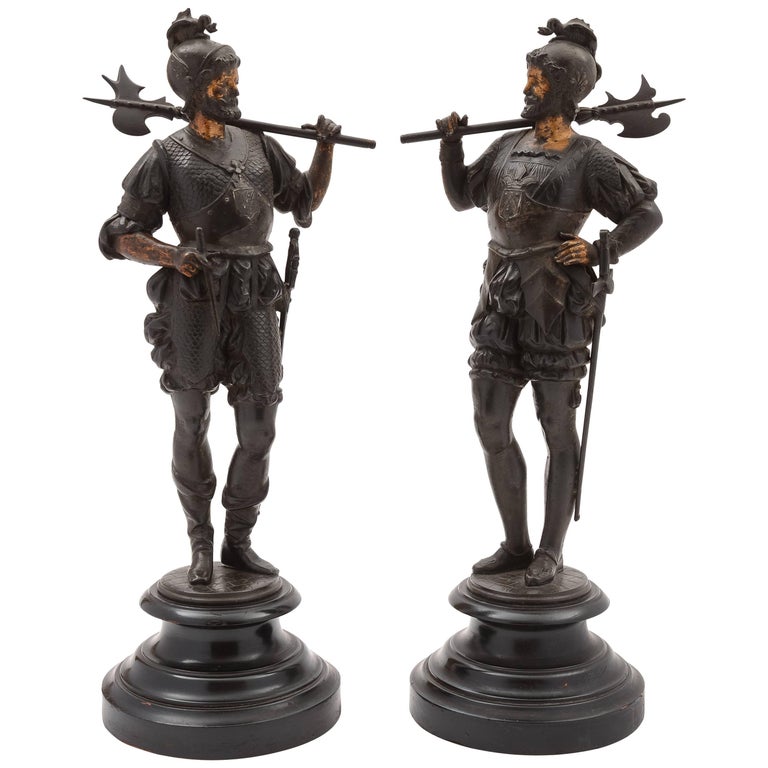 Pair of European Spelter Figures, circa 1880 For Sale at 1stDibs