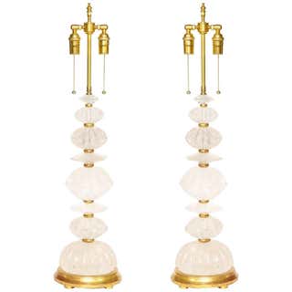 Pair of Unique Rock Crystal Table Lamps at 1stdibs