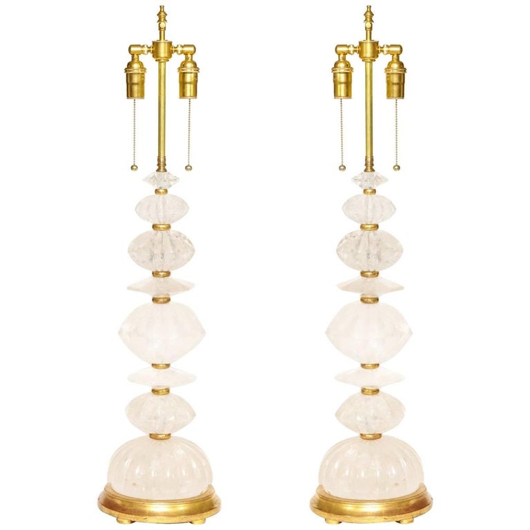 Pair of Unique Rock Crystal Table Lamps at 1stdibs