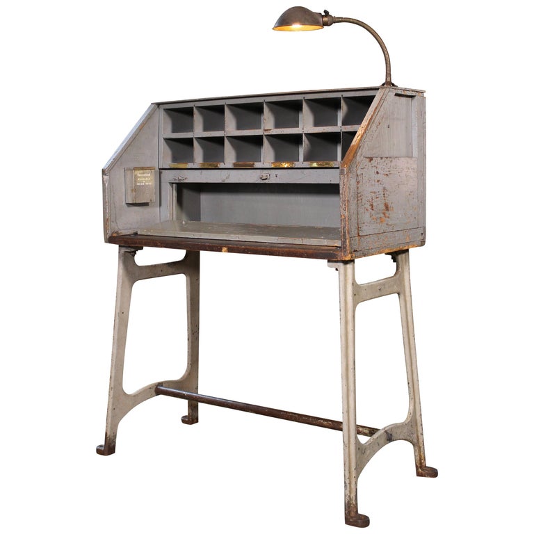 Foreman's Desk Vintage Industrial Light Hostess Stand Table with ...