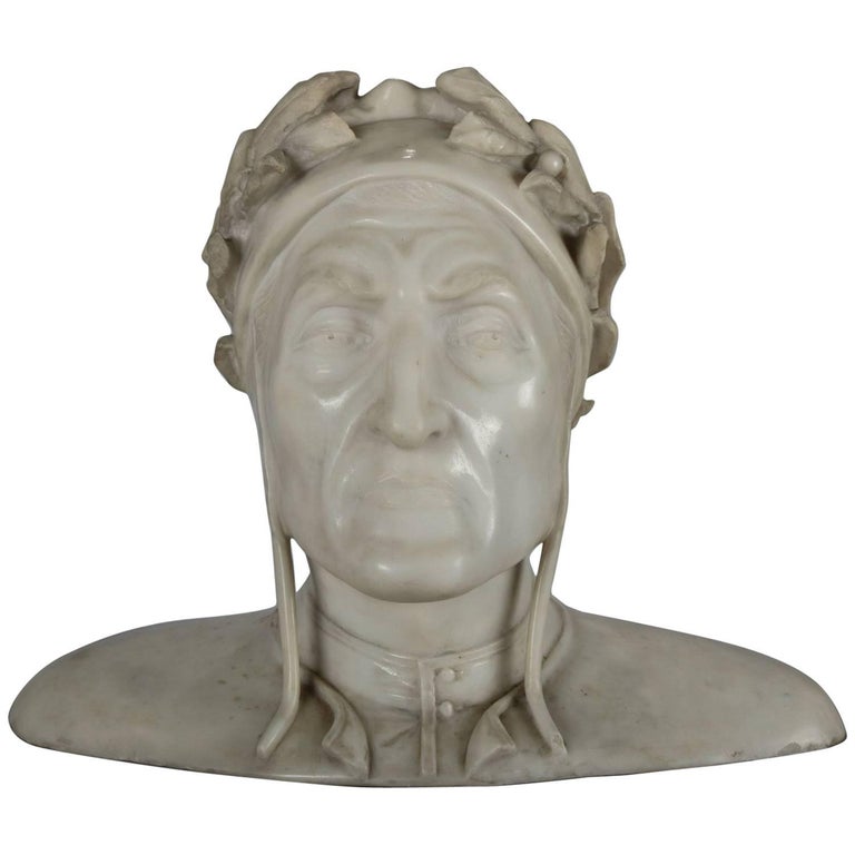 Antique Italian Hand-Carved Marble Sculpture Bust of Dante Alighieri at ...
