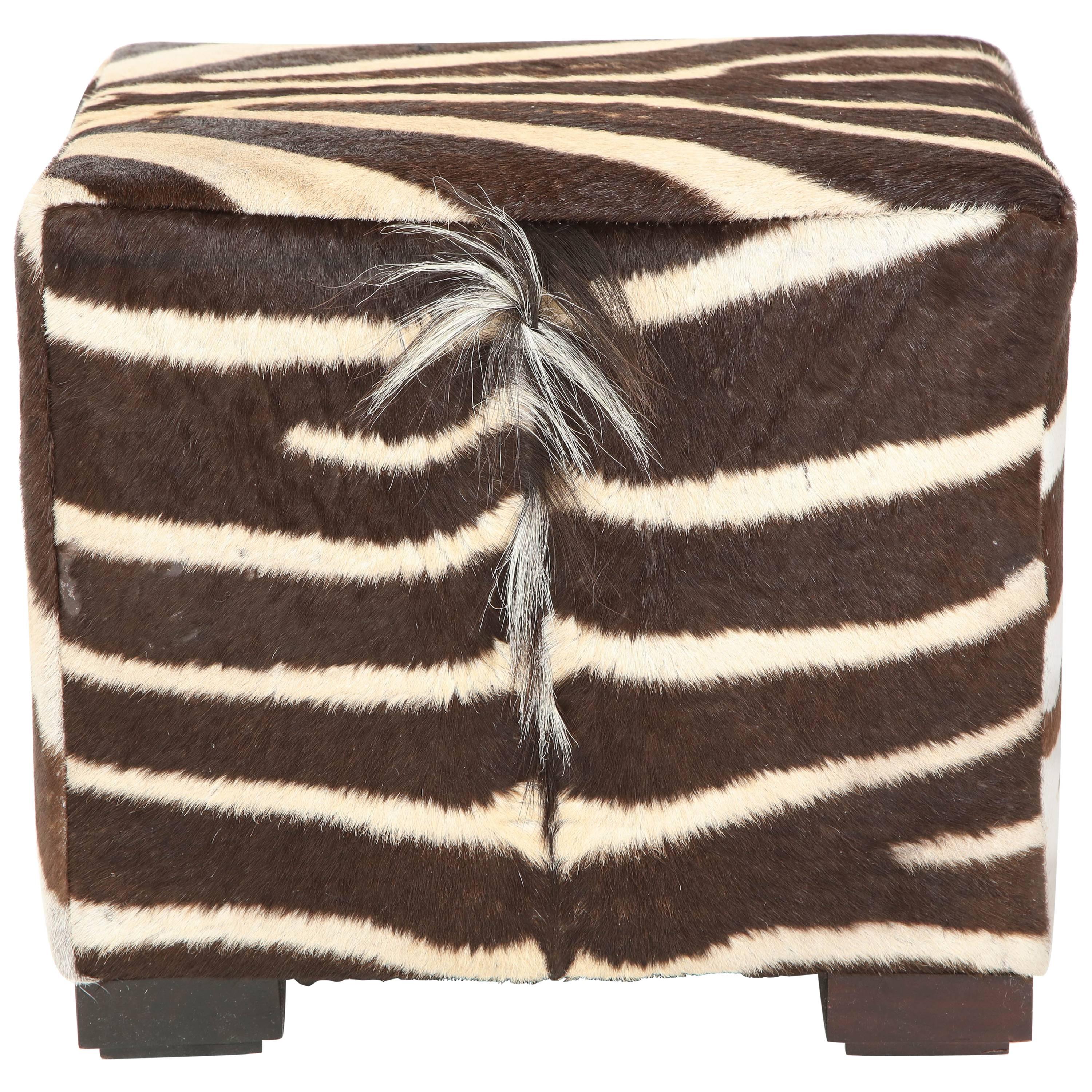 Zebra Hide Ottoman at 1stDibs