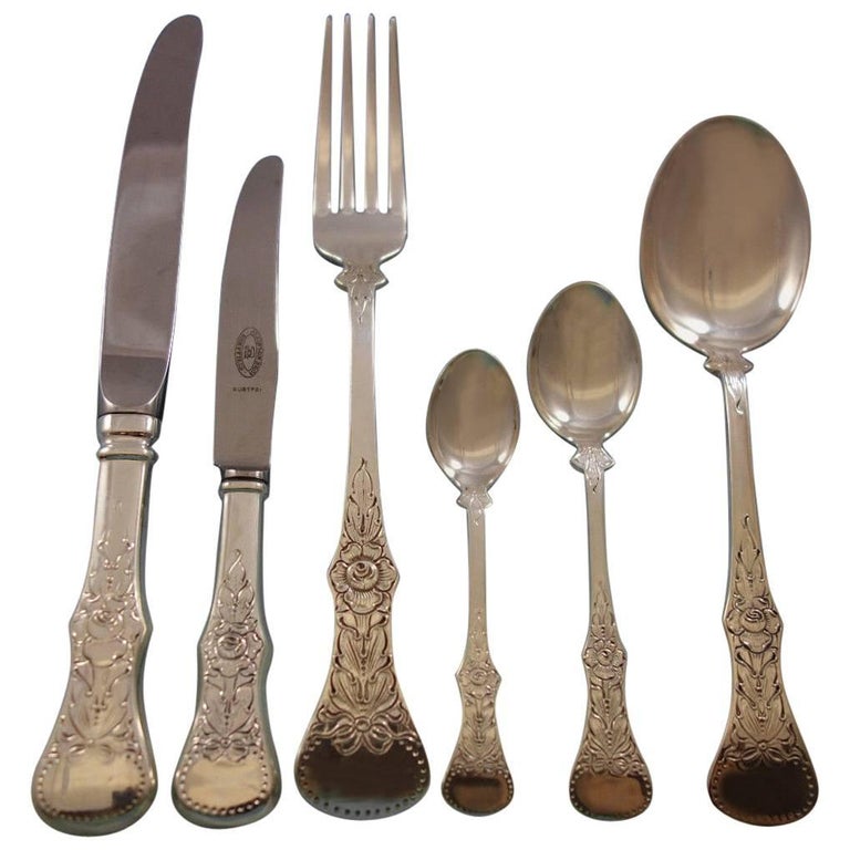 Rose by Th. Olsens Norwegian Sterling Silver Flatware Set Service 46 ...