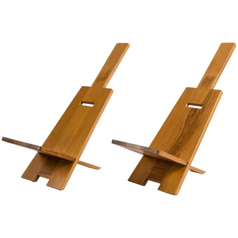 Alain Gaubert, Pair of Slanted Lounge Chairs, France, C. 1980 at 1stDibs