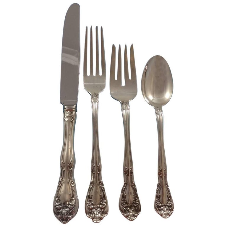 Chateau Rose by Alvin Sterling Silver Flatware Set Service 24 Pieces ...