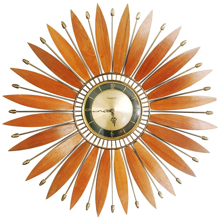 Forestville Brass Sunburst Clock, circa 1950 at 1stDibs | forestville ...