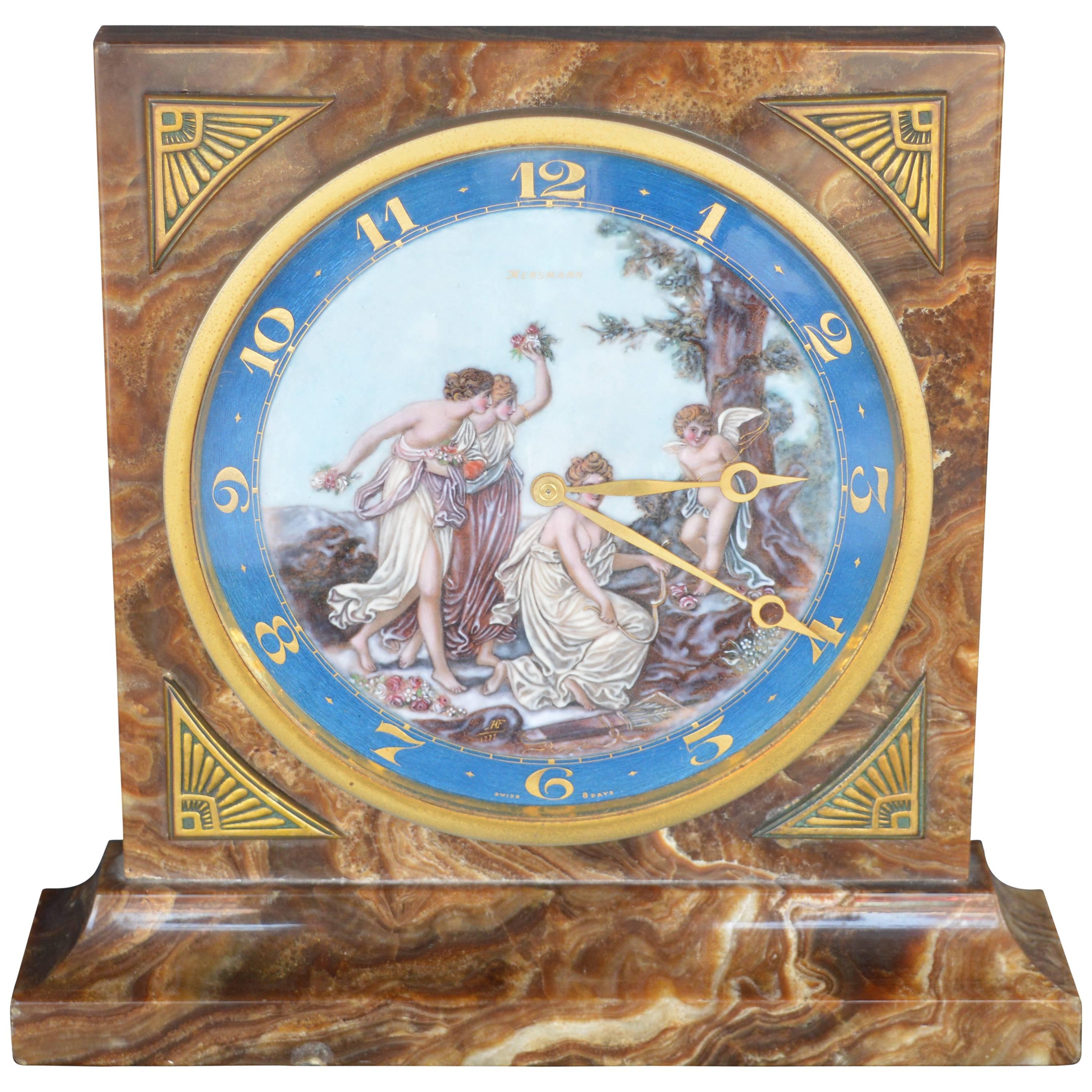 Art Deco Ormolu and Onyx Boudoire Clock in the Shape of a Perfume ...