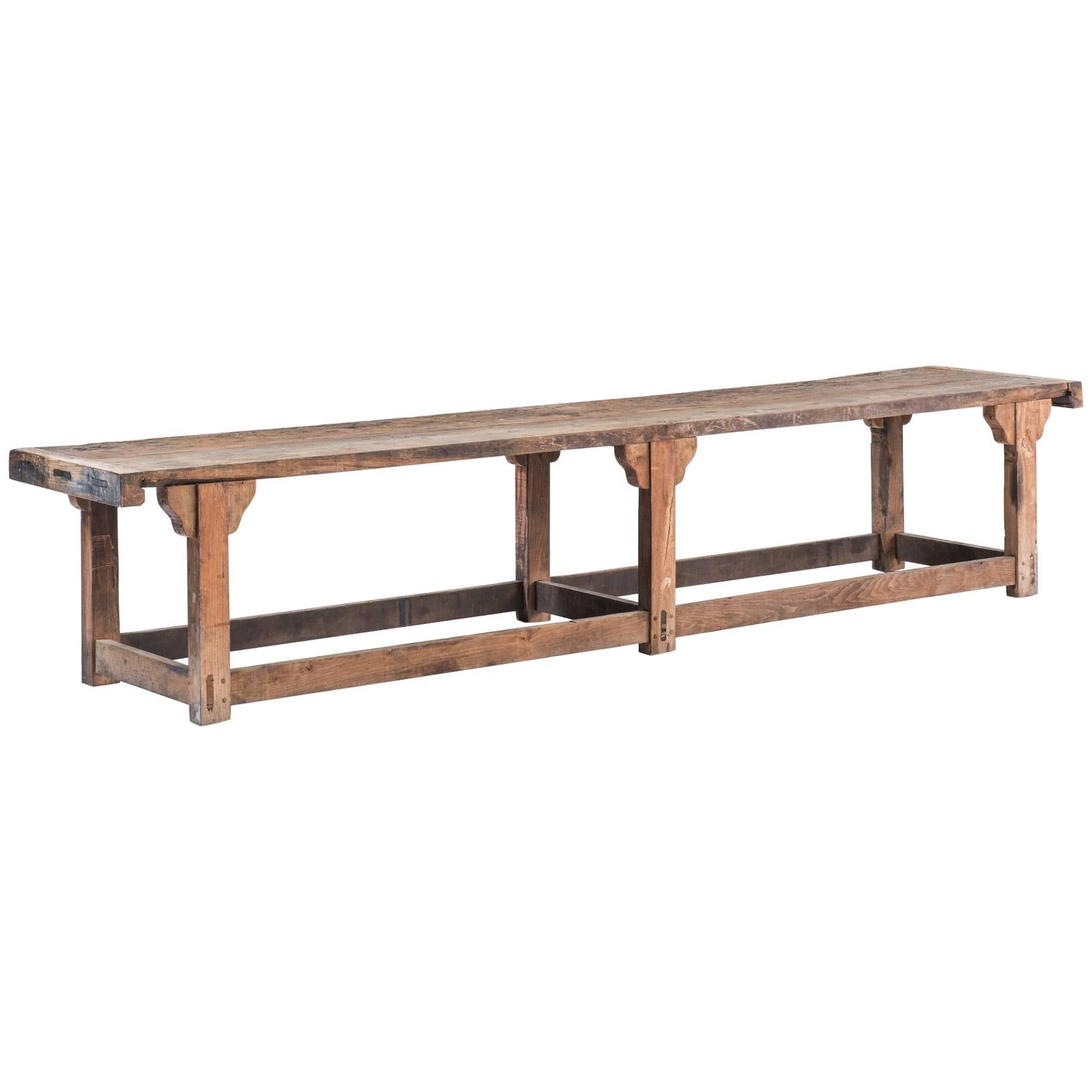 Long Primitive Work Table, circa 1920 at 1stDibs