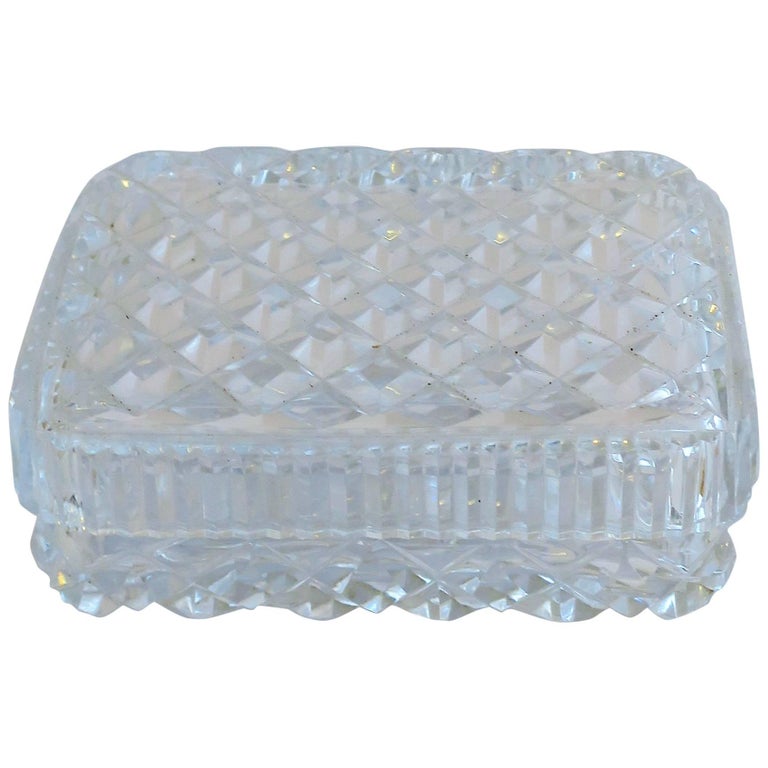 Diamond Quilted Crystal Jewelry Box For Sale at 1stDibs