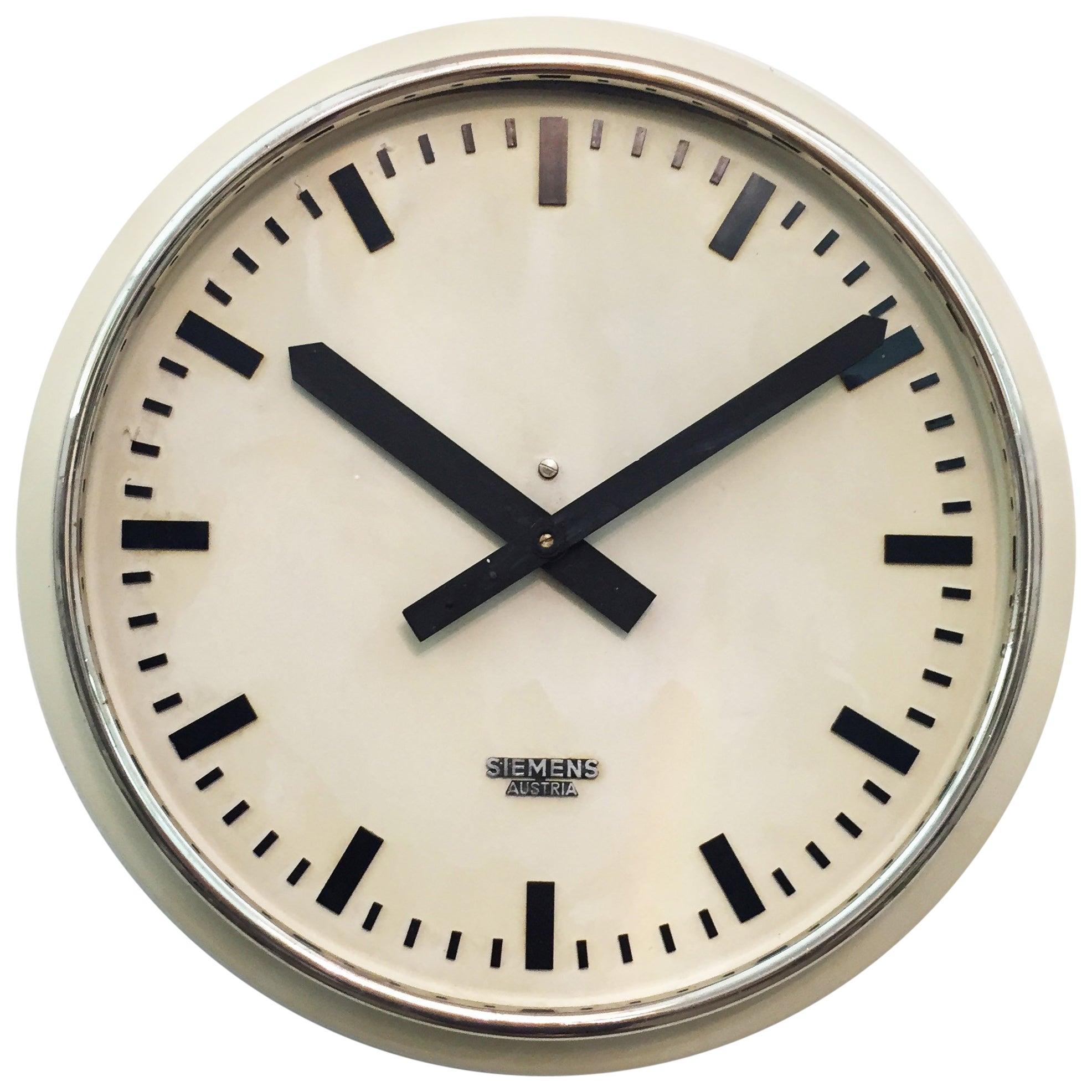 Large Factory or Workshop Wall Clock Attributed to Siemens at 1stDibs