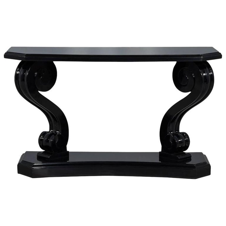 Black Lacquer Scroll Console at 1stDibs