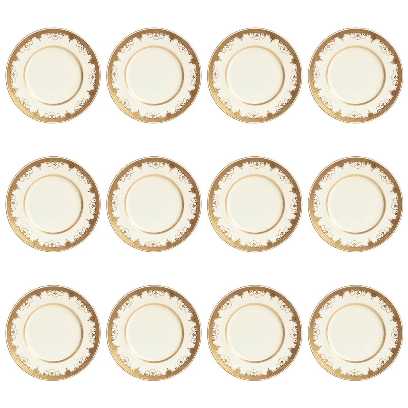 Set of Ten Elegant Gilt Encrusted Dinner Plates For Sale at 1stDibs