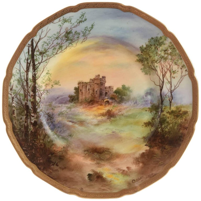 Antique English Castle Plate, Artist Signed "Hurstmonceaux" at 1stDibs