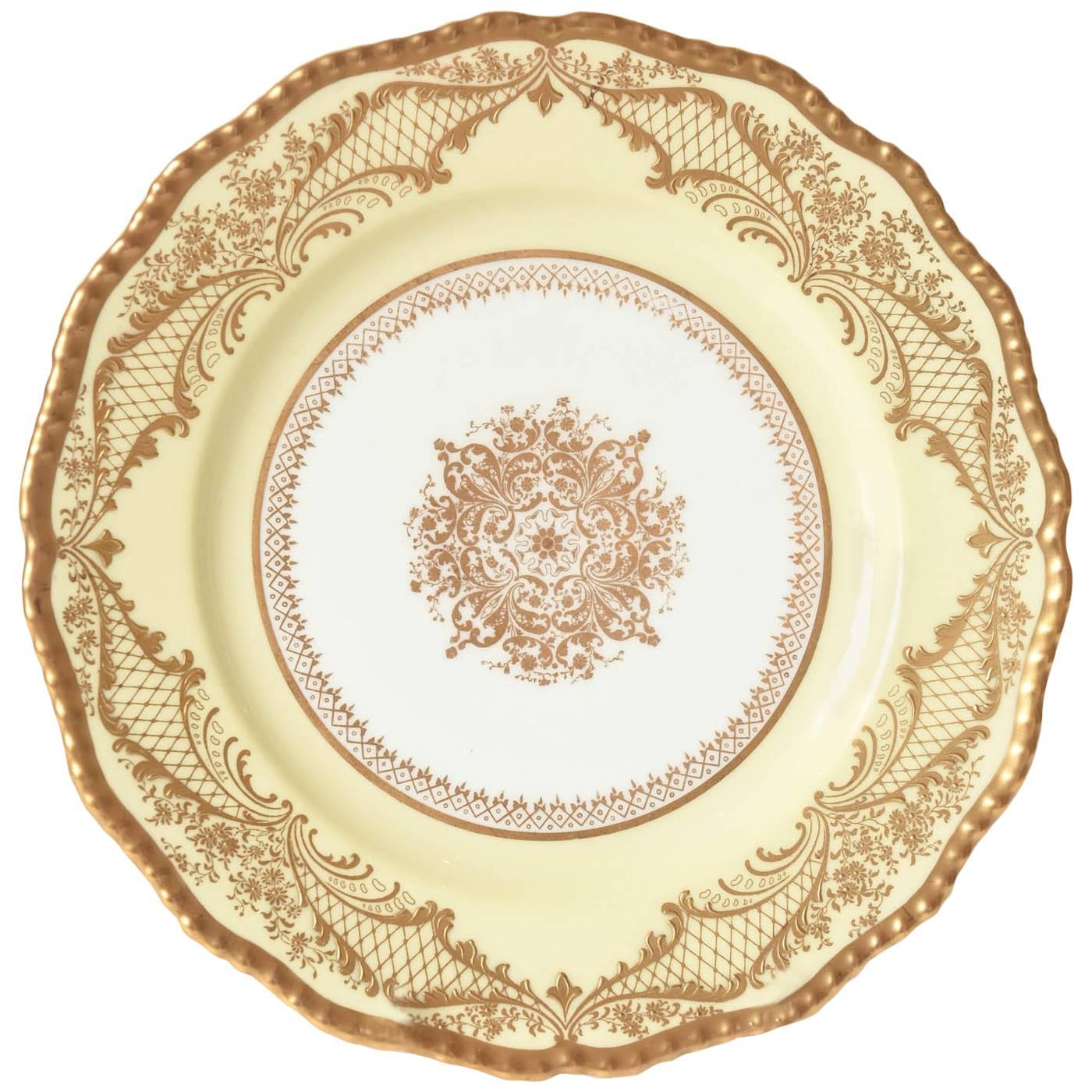 12 Elegant and Heavily Gilt Encrusted Dinner or Place Plates, Antique ...