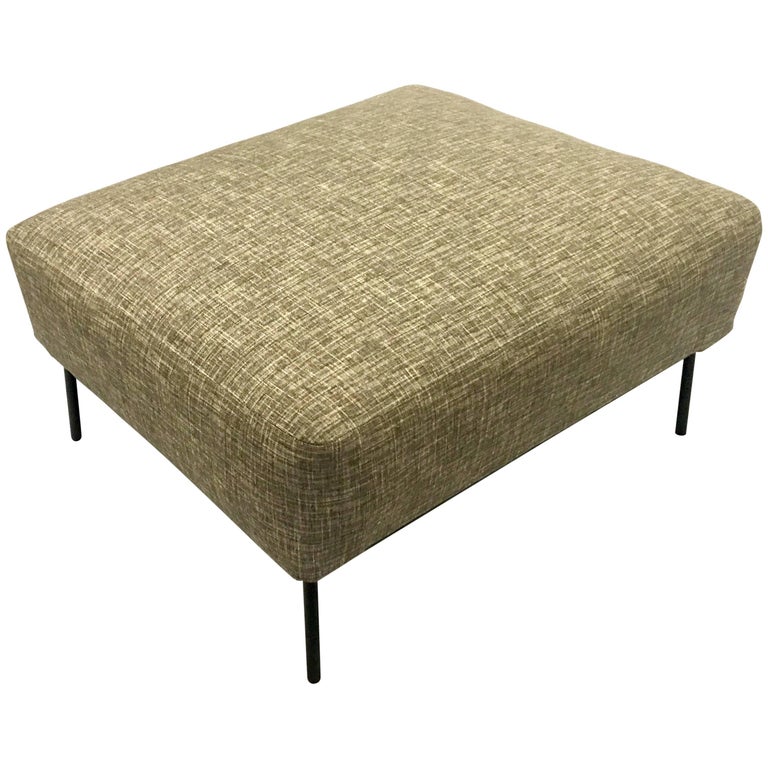 1950s, American Mid-Century Modern Upholstered Spring Ottoman on Iron ...