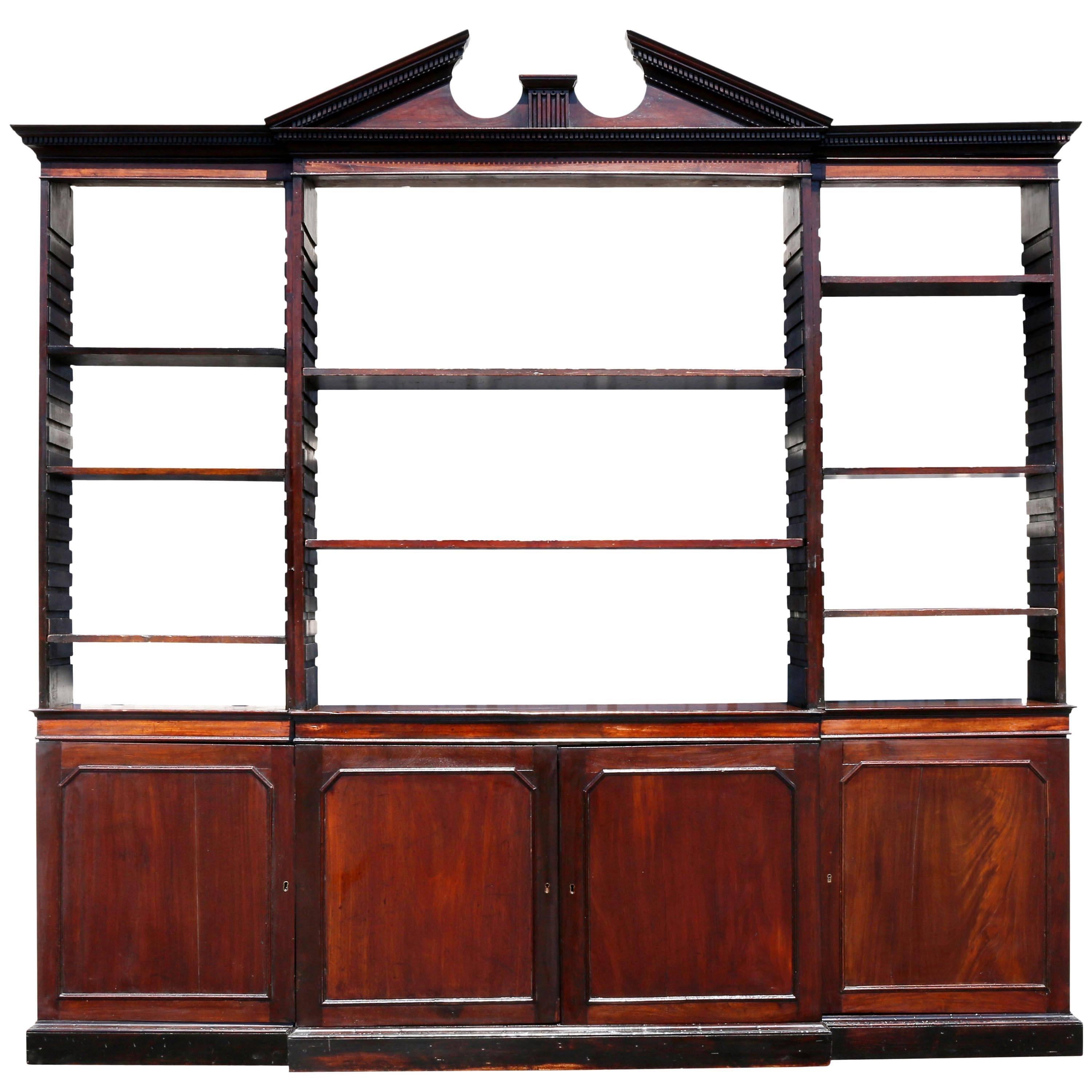 George III Mahogany Breakfront Open Bookcase at 1stDibs