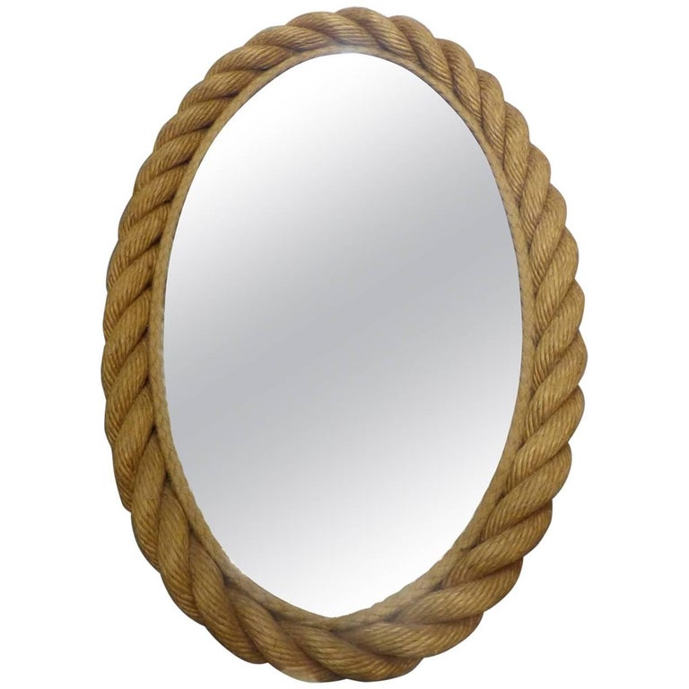 Beautiful Adrien Audoux and Frida Minet Rope Oval Mirror, circa 1960 at ...