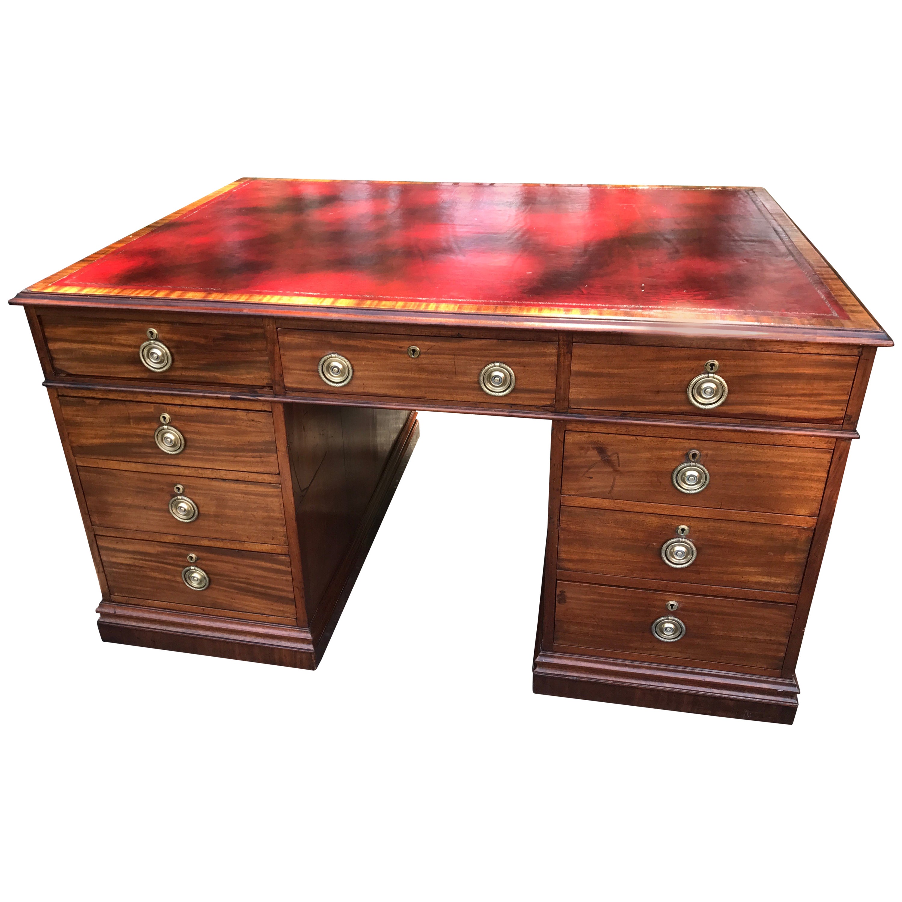 Custom Walnut Shaped Top Partners Desk For Sale at 1stDibs