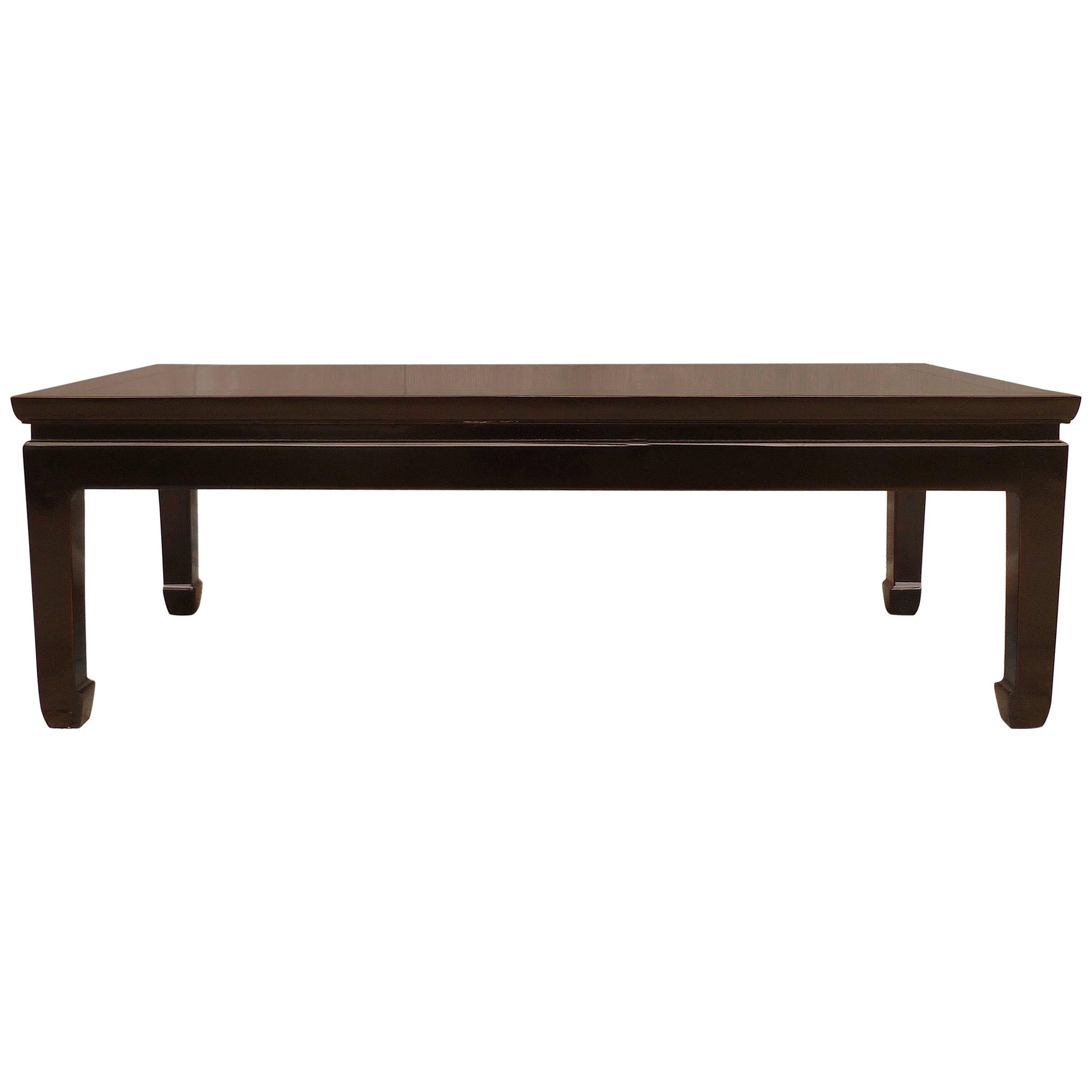Fine Black Lacquer Rectangular Low Table with Fine Hand-Painted ...
