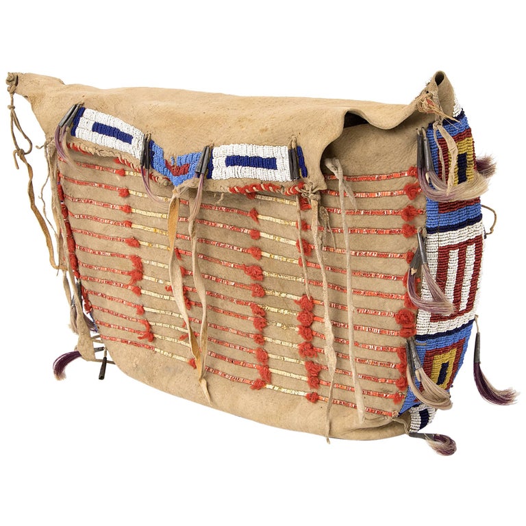 Antique Native American Beaded Possible Bag, Sioux at 1stDibs